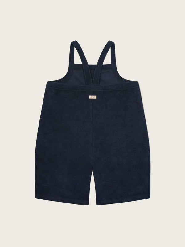 Navy Terry Cropped Dungarees | Organic Zoo