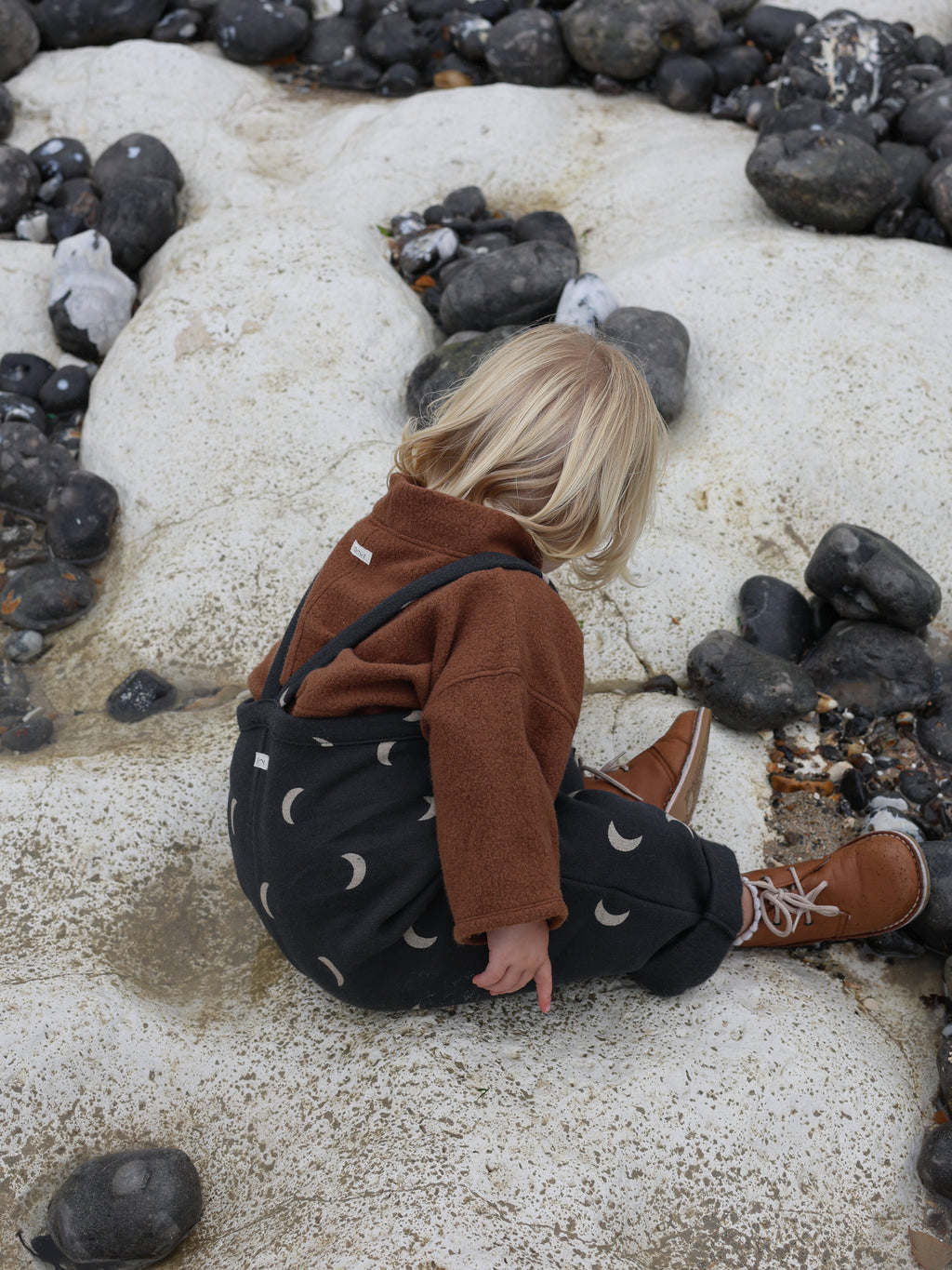 Charcoal Midnight Oversized Dungarees | Organic Zoo